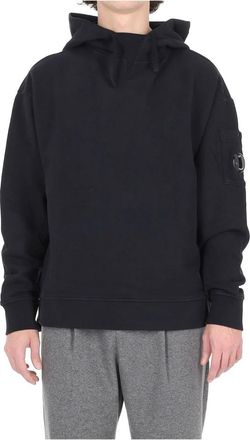 C.P. Company C.p. Company, Homme, Sweatshirts et sweats &agrave; capuche, Bleu, Taille: 2XL SweaT-shirt &agrave; capuche boxy en molleton diagonal bross&eacute; et &eacute;meris&eacute;