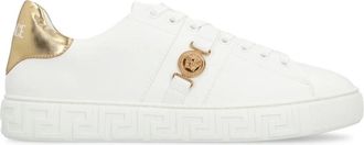 Versace Femme, Chaussures, Blanc, Taille: 38 1/2 EU Medusa Head Detail Leather Baskets