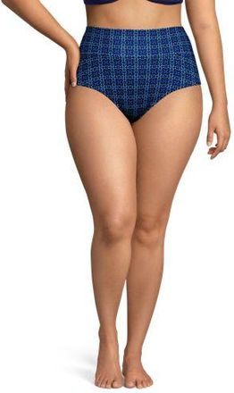 Lands End Bikinihose zum Umschlagen, High Waist,, Damen, Größe:52 plus, Blau, Elasthan/Nylon-Mischung, by Lands End