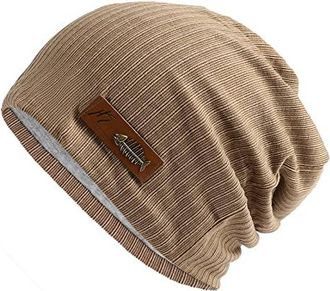 Generic Chapeaux dhiver pour homme et femme en tricot doux et chaud avec bonnet, kaki, Taille unique