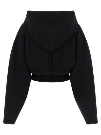 Rick Owens Cropped Structured Hoodie - Black