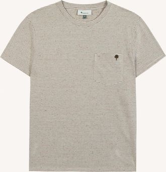 Faguo T-shirt &eacute;cru et kaki coton - OLONNE