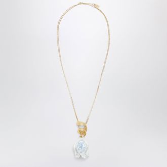 Chlo&eacute; Goldfarbene Halskette mit wei&szlig;/blauem Blumenanh&auml;nger