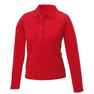 James & Nicholson Polo Maille piqu&eacute;e Manches Longues (M, Rouge)