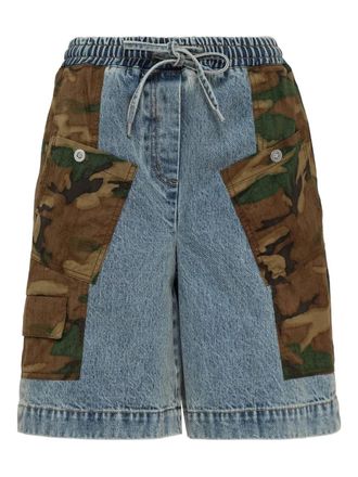 3.1 Phillip Lim short en jean &agrave; motif camouflage - Bleu