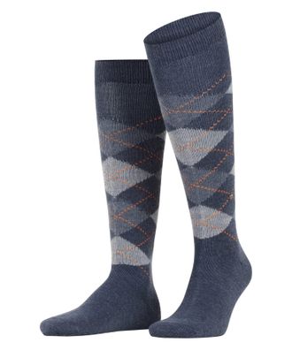 Burlington Herren Kniestr&uuml;mpfe Preston M Kh warm und weich lang gemustert 1 Paar, Blau Orion Blue 6221, 40-46