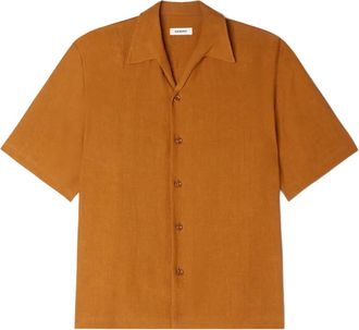 Sandro Kurz&auml;rmeliges Hemd mit Haikragen - Braun