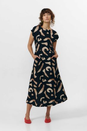Suite13lab Damen vegan Kleid Tinto Print Stones Schwarz