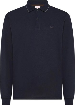Sun 68 Langarm Piqu&eacute; Polo - - Tops - Herren - Blau - L