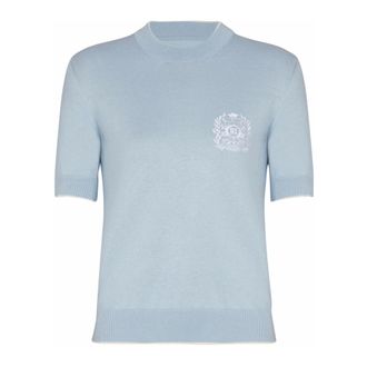 Balmain Stricktop mit Embl&egrave;me-Stickerei - - Knitwear - Damen - Blau - M
