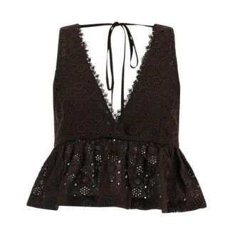 Pinko Sangallo Poplin Cropped Top - - Blouses & Shirts - Damen - Braun - XS