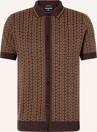 Strellson Strickhemd Andro Extra Slim Fit braun