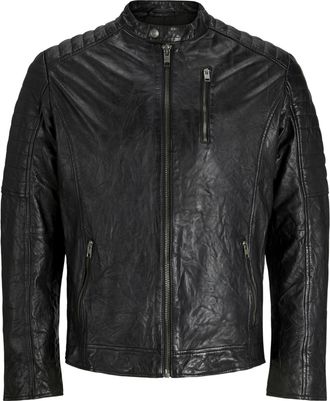 Jack & Jones JACK&JONES Herren JJERICHARD Leather Jacket NOOS Lederjacke, Black, XXL