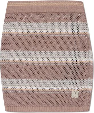 Amiri Femme, Jupes, Rose, Taille: 38 FR Mini-jupe en maille ray&eacute;e
