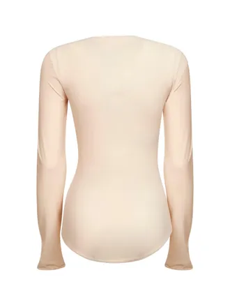 Maison Margiela Womens Bodysuit Almond Technical Jersey Beige Polyamide Tops Top
