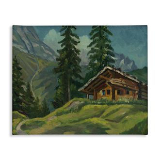 Stupell Industries Leinwandbild, Motiv Cabin At Base Of Mountain, Design von Lettered and Lined, 40,6 x 50,8 cm