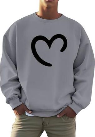 Generic 2026 Sweat-shirt d&eacute;contract&eacute; &agrave; col rond pour homme et femme Motif lettres imprim&eacute;es, gris clair, 3XL