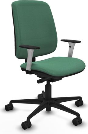 Piqueras y Crespo Schreibtischstuhl mit Alar-R&auml;dern mit wei&szlig;en und schwarzen Armlehnen, ausgestattet mit Syncro/Traslack und injiziertem Schaumstoff, smaragdgr&uuml;n