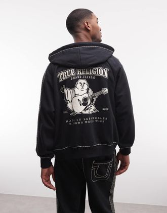 True Religion Super T - Sweat &agrave; capuche densemble cintr&eacute; &agrave; fermeture &eacute;clair - Noir de jais