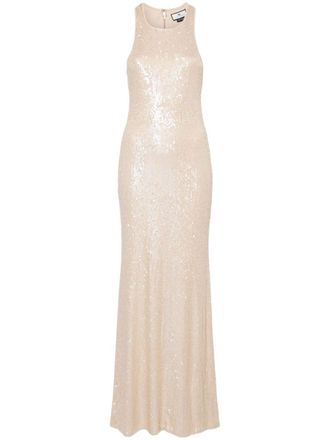 Elisabetta Franchi robe longue à dos nageur - Tons neutres