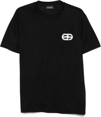 Emporio Armani Homme, Tops, Noir, Taille: 3XL Logo T-Shirt M&eacute;lange de Coton