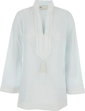 Tory Burch Femme, Blouses et Chemises, Bleu, Taille: 44 FR Tunique en coton