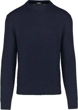 Bomboogie Homme, Pulls, Bleu, Taille: XL Pull Ras du Cou en M&eacute;lange de Coton Maille Panier
