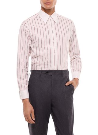 Fursac Chemise &agrave; rayures et col pointu - Taille 38 - Homme