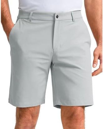 Generic JJDFW Short de golf &agrave; s&eacute;chage rapide pour homme, extensible, l&eacute;ger, d&eacute;contract&eacute;, avec 4 poches, devant plat, gris clair, S