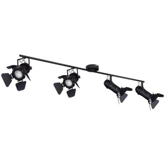 Globo Lighting Deckenlampen Deckenleuchte Deckenstrahler Esszimmer Spotleuchte mit verstellbaren Filmspots, Metall schwarz, 4x GU10 Fassung, LxH 125x26,5 cm
