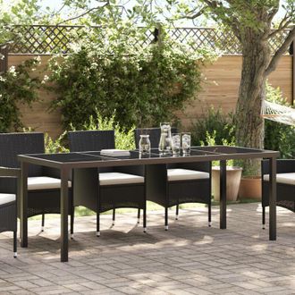 vidaXL Table de jardin Noire 200x80x73 cm en verre tremp&eacute; vidaXL