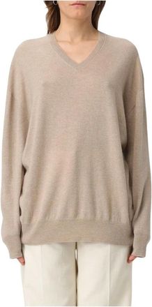 The Row Femme, Pulls, Beige, Taille: 38 FR Pull en Cachemire Col V Coupe D&eacute;contract&eacute;e