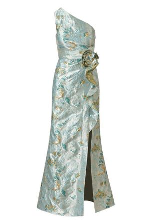 Adrianna Papell Abendkleid Metallic Jacquard Rose Gown Ein skulpturales und auff&auml;lliges, luxuri&ouml;ses Jacquard-Kleid