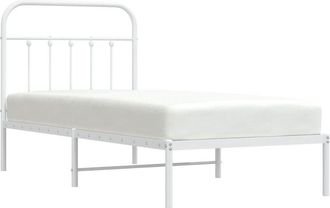 vidaXL Cadre de lit m&eacute;tal avec t&ecirc;te de lit blanc 90x200 cm