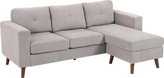 HOMCOM Wandecksofa in Cord, 192 cm, modulares L-f&ouml;rmiges 3-Sitzer-Sofa mit Meridian, Stahlrahmen, modernes Design, f&uuml;r Wohnzimmer, Wohnung, kleinen Raum, hel