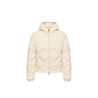 Moncler Moncler Doudoune Courte &Agrave; Capuche Et Matelassage Triangulaire Arvouinne, Femme, Blanc, Taille: 00