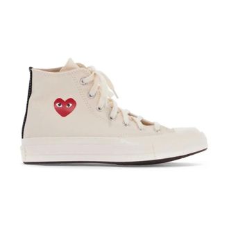 Comme Des Gar&ccedil;ons Femme, Chaussures, Beige, Taille: 34 EU Baskets Hautes Petit Coeur Rouge Chuck Taylor 70