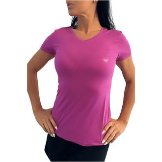 Emporio Armani Rosa T-Shirt V-Ausschnitt Kurzarm - - Tops - Damen - Rosa - M