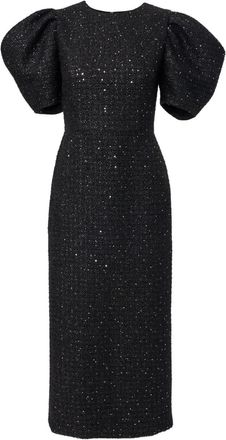 Carolina Herrera robe en tweed à manches bouffantes - Noir