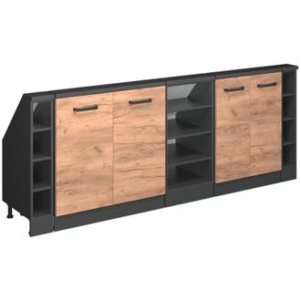 Vicco Armoire sous pente de toit Rion - Anthracite et ch&ecirc;ne dor&eacute; - Dimensions 215x81.6x46/14.8 cm - Panneau de particules m&eacute;lamin&eacute; 16 mm