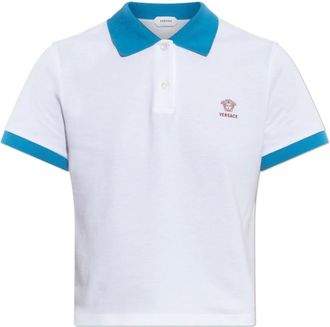 Versace Femme, Tops, Blanc, Taille: 36 FR Polo en piqu&eacute; de coton brod&eacute;