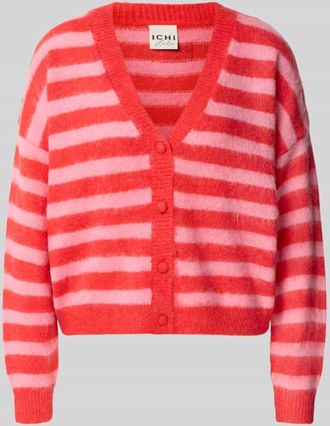 Ichi Strickjacke im Allover-Look mit V-Ausschnitt Modell BLUSH