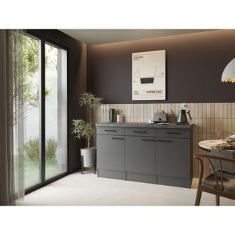 Respekta Sideboard K&uuml;chenschrank Schublade 150 cm Grau Matt Oliver Respekta