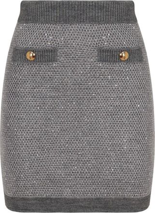 Elisabetta Franchi Femme, Jupes, Gris, Taille: 40 FR Sequin Knit Mini Skirt