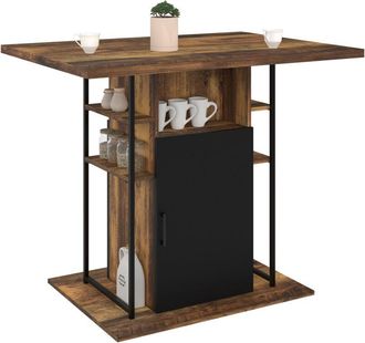 IDMarket Idmarket - Ilot central ugo 110 cm bois noir et effet bois foncé hawkins avec rangements design industriel