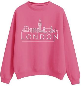Generic Sweat-shirt pour femme - Imprim&eacute; graphique britannique - Haut surdimensionn&eacute; - Col rond - Manches longues - Automne - Hiver - D&eacute;contract&eacute; - Confortabl