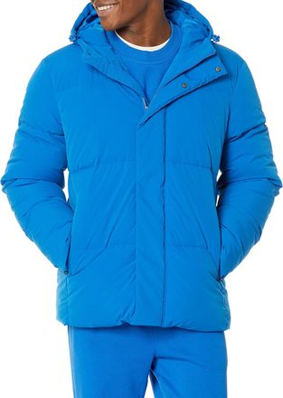 Amazon Essentials Herren Halblange Steppjacke Mit Kapuze (In Übergrößen Erhältlich), Kräftiges Blau, 3XL Große Größen