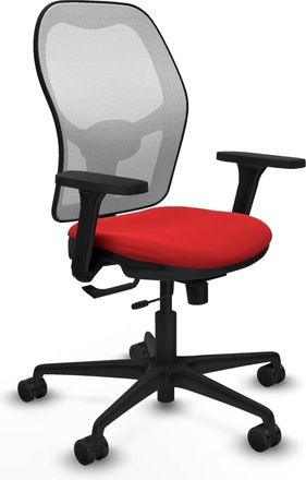 Piqueras y Crespo Jorquera Lumbal-Stuhl mit 3D-Armlehnen, ausgestattet mit Syncro/Traslack und injiziertem Schaum. Mit Rollen von 65 mm, Nylon, Wei&szlig;/Rot