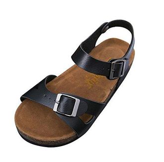 LaoZan Unisexe Adulte Liège Semelle Sandales Chaussures de Plage avec Boucle Réglable 39 Noir