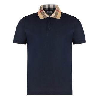 Burberry Polo-Shirt mit Kontrastkragen aus Baumwolle - - Tops - Herren - Blau - S